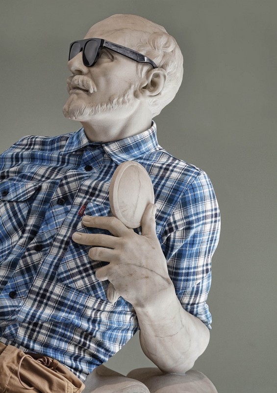 Classical sculptures dressed as hipsters look totally badass