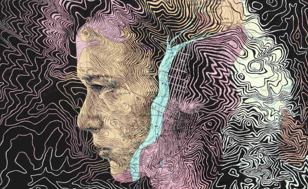 Portraits on the Old Paper Geographical Maps by Ed Fairburn.